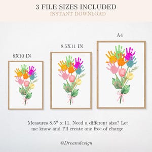 Handprint Bouquet Printable Mom Gift, Flower Handprint Art, Grandma ...