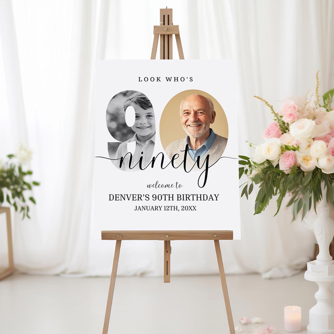 90th Birthday Welcome Sign, 90 Years Loved Sign, 90th Welcome Sign With ...