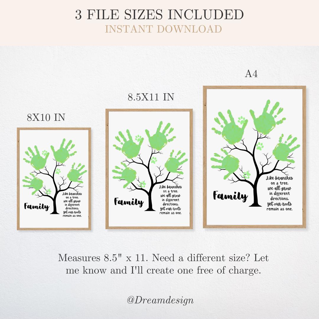 Family Tree, Handprint Art, Kids Baby Keepsake Ideas, Printable, Craft ...