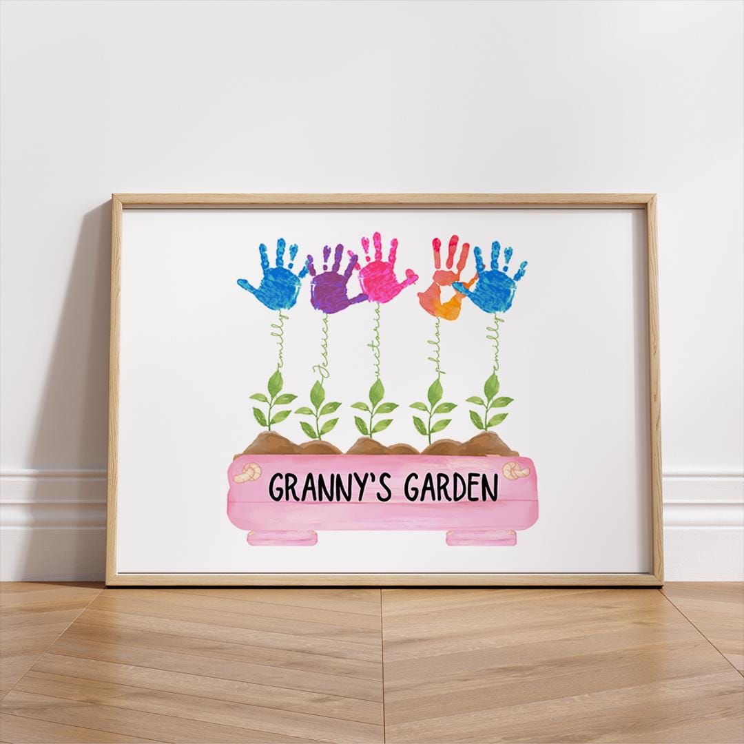 Granny's Garden Handprint Art, Personalized Handprint Template, Mother ...