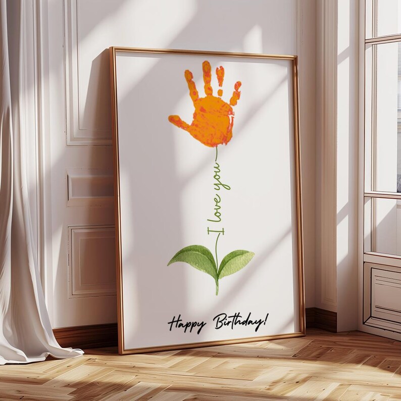 Happy Birthday Handprint Art Template, Personalized Birthday Gift From ...