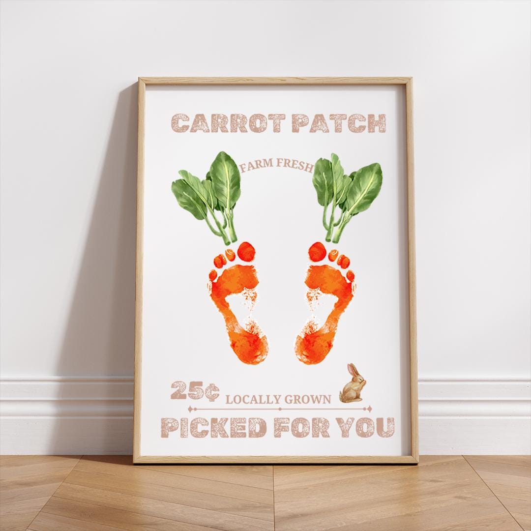 Original Farm Sign Carrot Patch Easter, Footprint Feet Art Craft, Kids ...