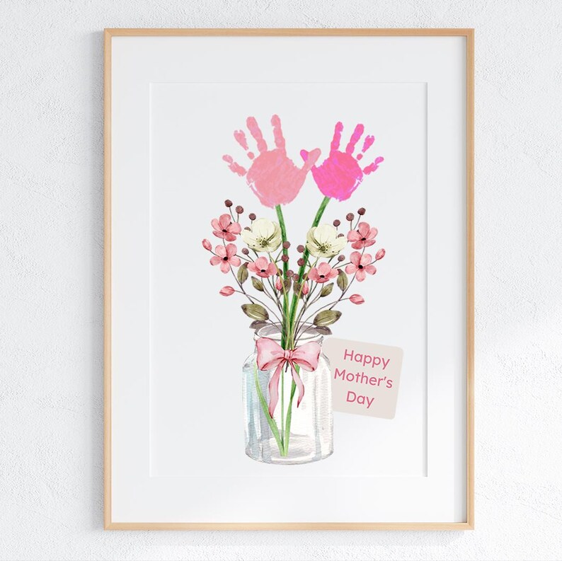 Mother's Day Handprint Art Craft, Grandma's Day Birthday Card, Thank ...