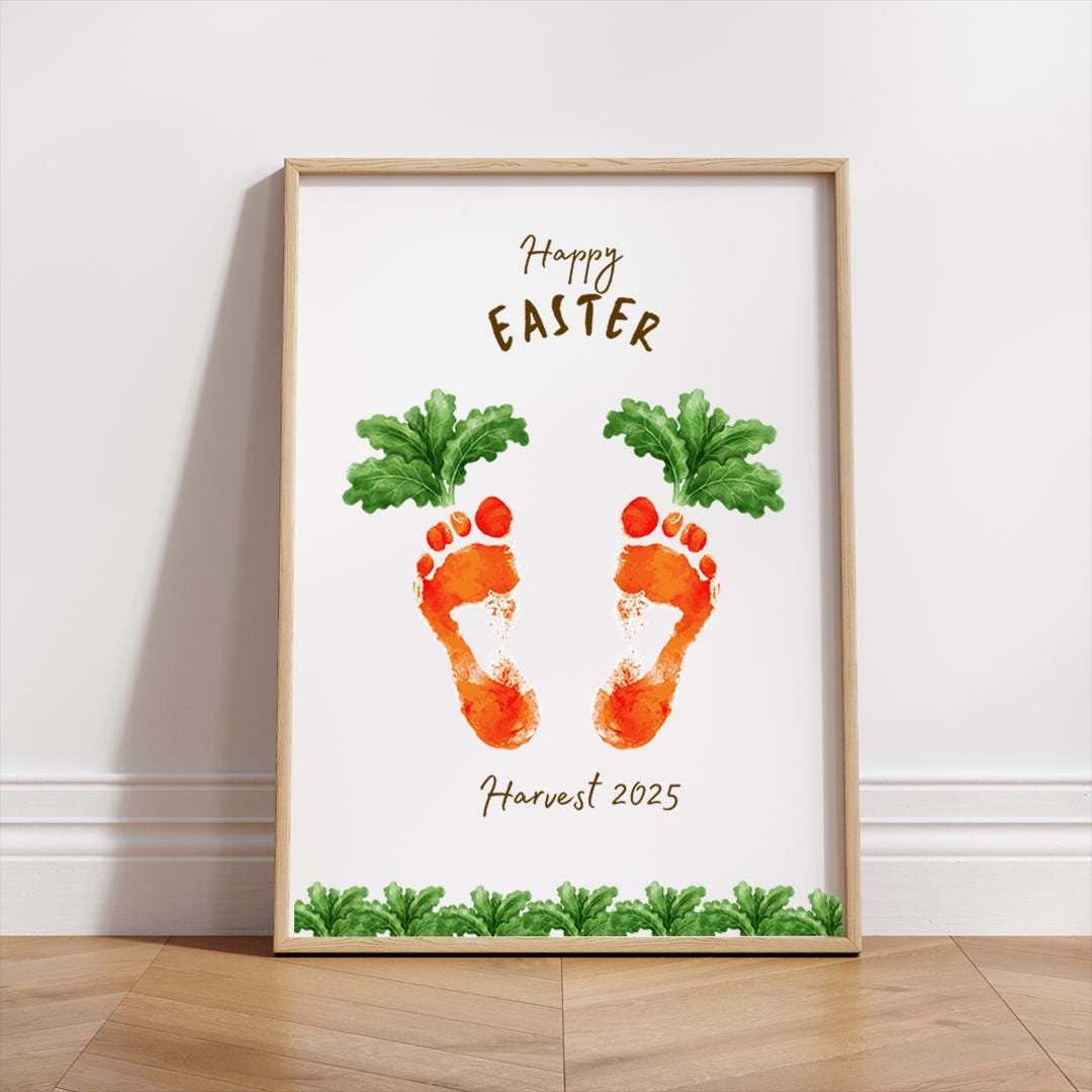 Easter Footprint ART, Printable Easter Bunny Footprint Craft, Crafts ...