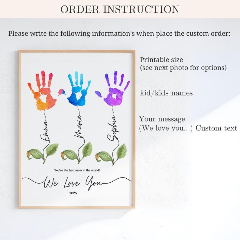 Personalized Mom Handprint Gift for Mothers Day or Birthday, Flower ...