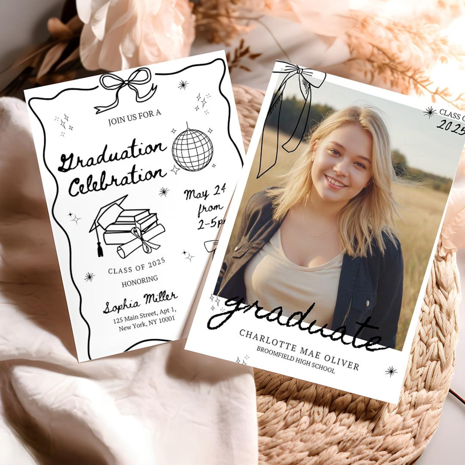Modern Graduation Invitation Template, Simple Graduation Invitation ...