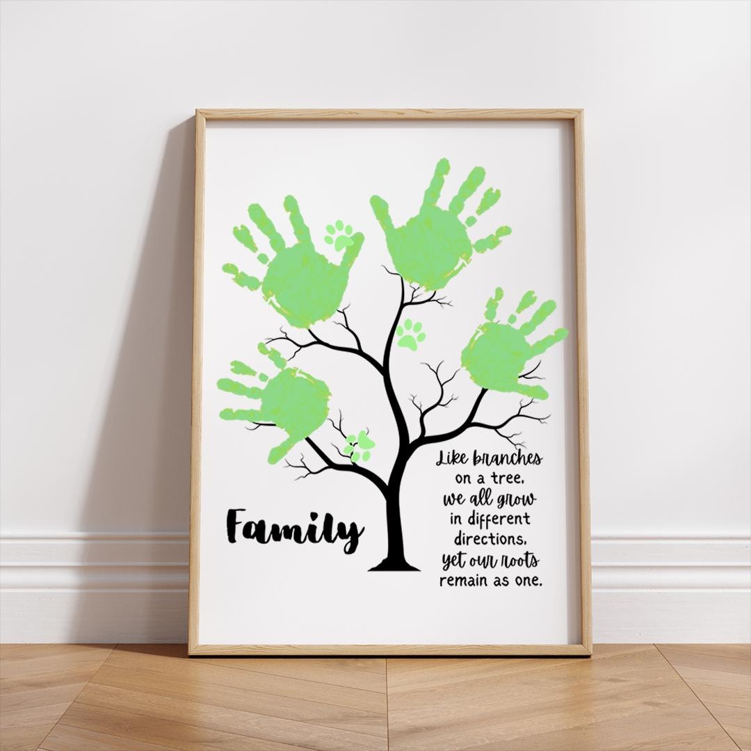 Family Tree, Handprint Art, Kids Baby Keepsake Ideas, Printable, Craft ...