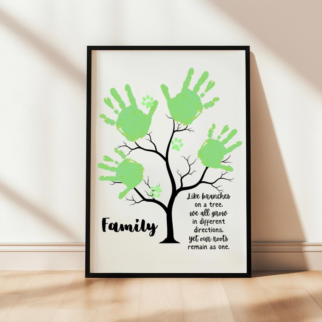 Family Tree, Handprint Art, Kids Baby Keepsake Ideas, Printable, Craft ...