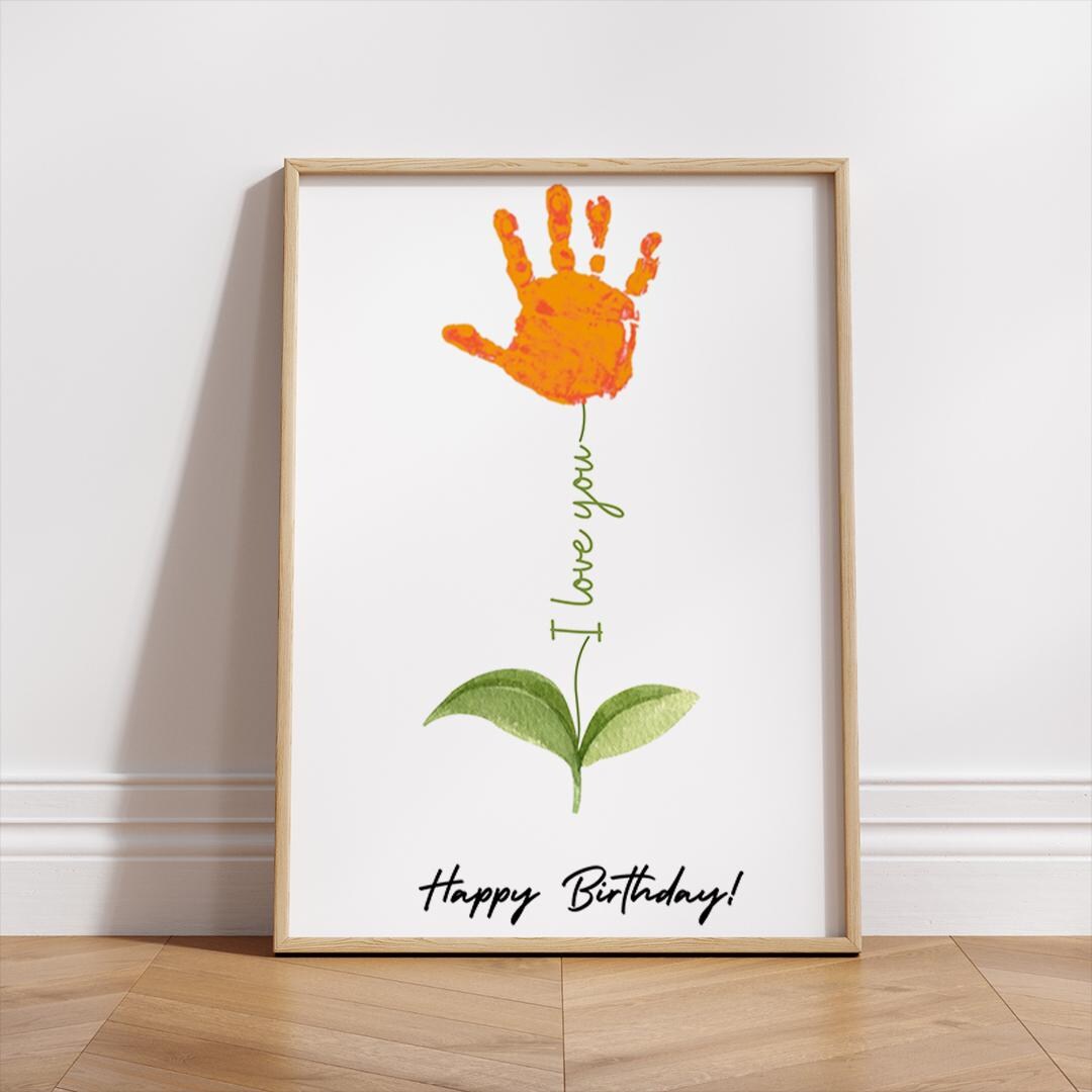 Happy Birthday Handprint Art Template, Personalized Birthday Gift From ...