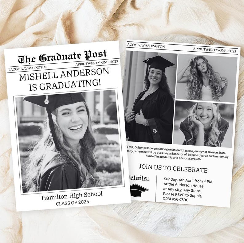 Editable Graduation Newspaper Template, Canva Newspaper Graduation ...