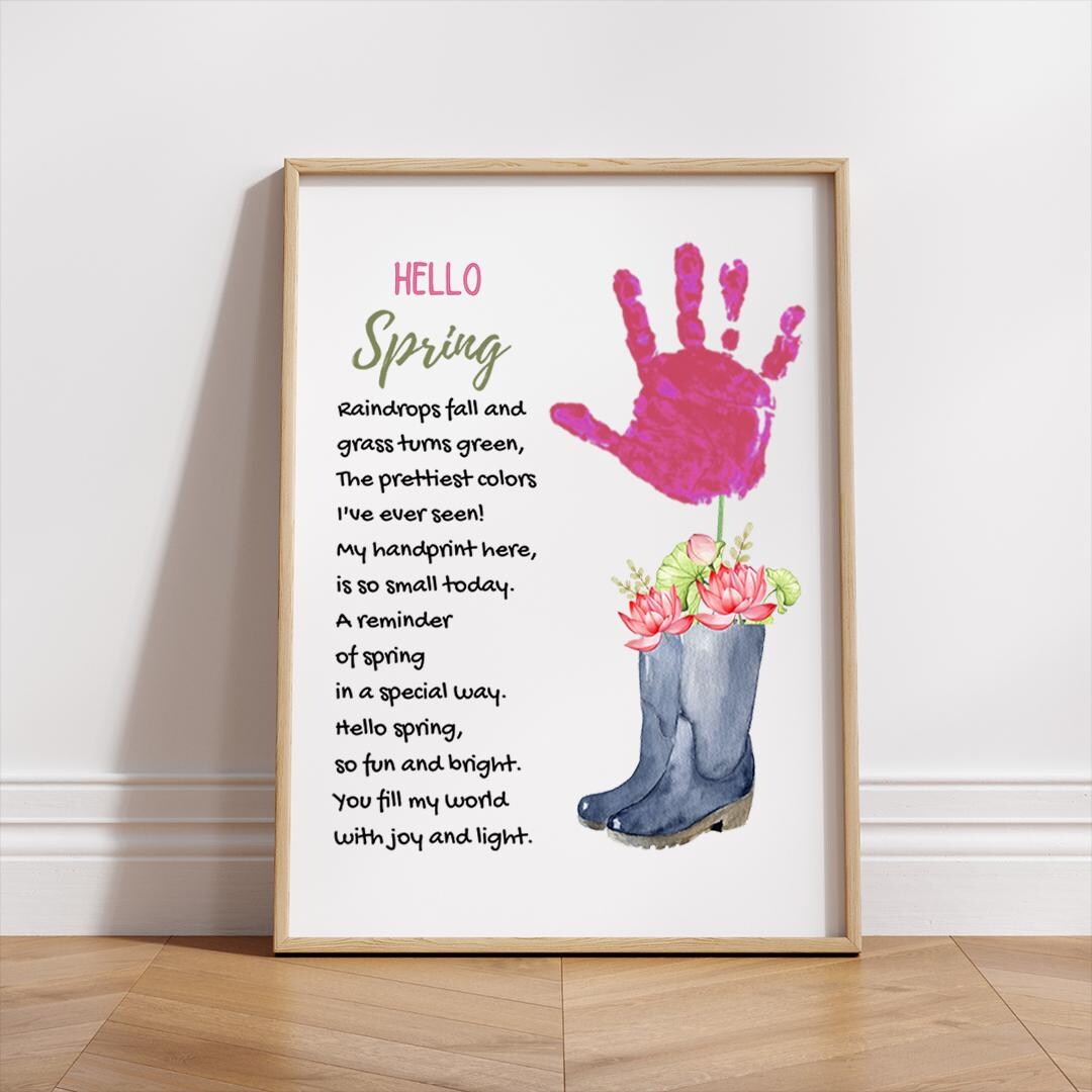 Spring Handprint Poem Tulip Art, Spring Flower Handprint Art, Spring ...