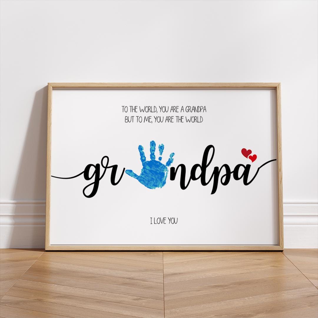 Grandpa Handprint Footprint Art Craft, Fathers Day Gift, Grandfather ...