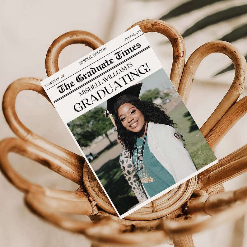 Graduation Newspaper Template Canva, Newspaper Graduation Card ...