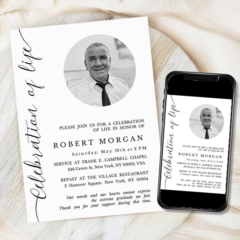 Minimalist Funeral Program, Canva Template, Simple Funeral Memorial ...