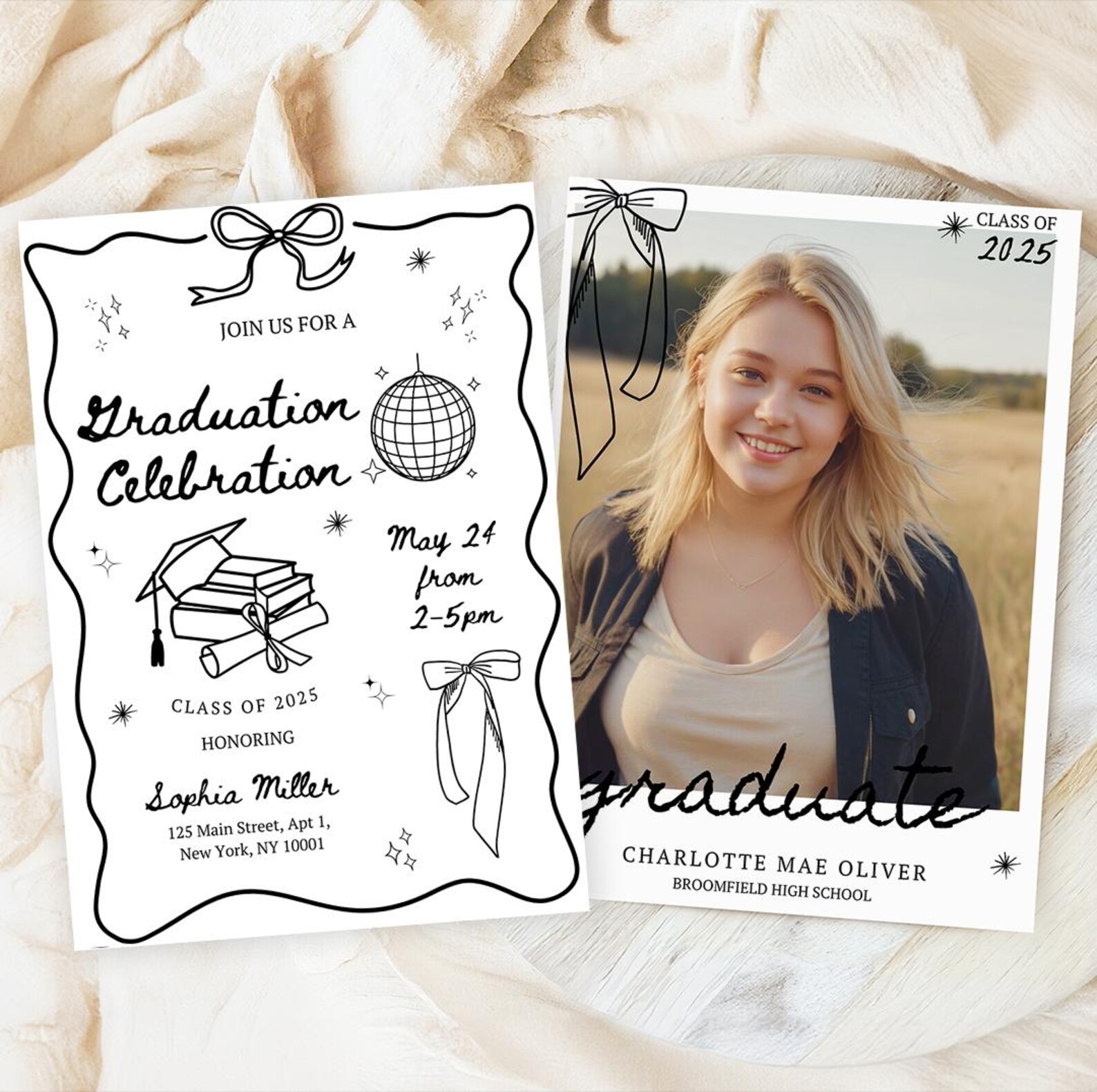 Modern Graduation Invitation Template, Simple Graduation Invitation ...