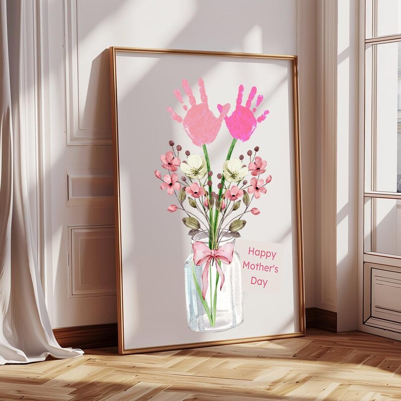Mother's Day Handprint Art Craft, Grandma's Day Birthday Card, Thank ...