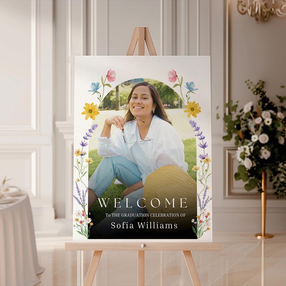 Graduation Sign, Wildflowers Graduation Welcome Sign, Wildflower ...