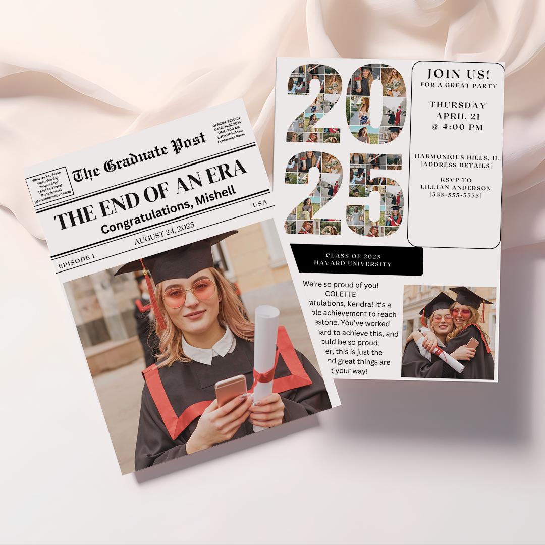 Canva Graduation Newspaper Template, Editable Newspaper Graduate, Large ...