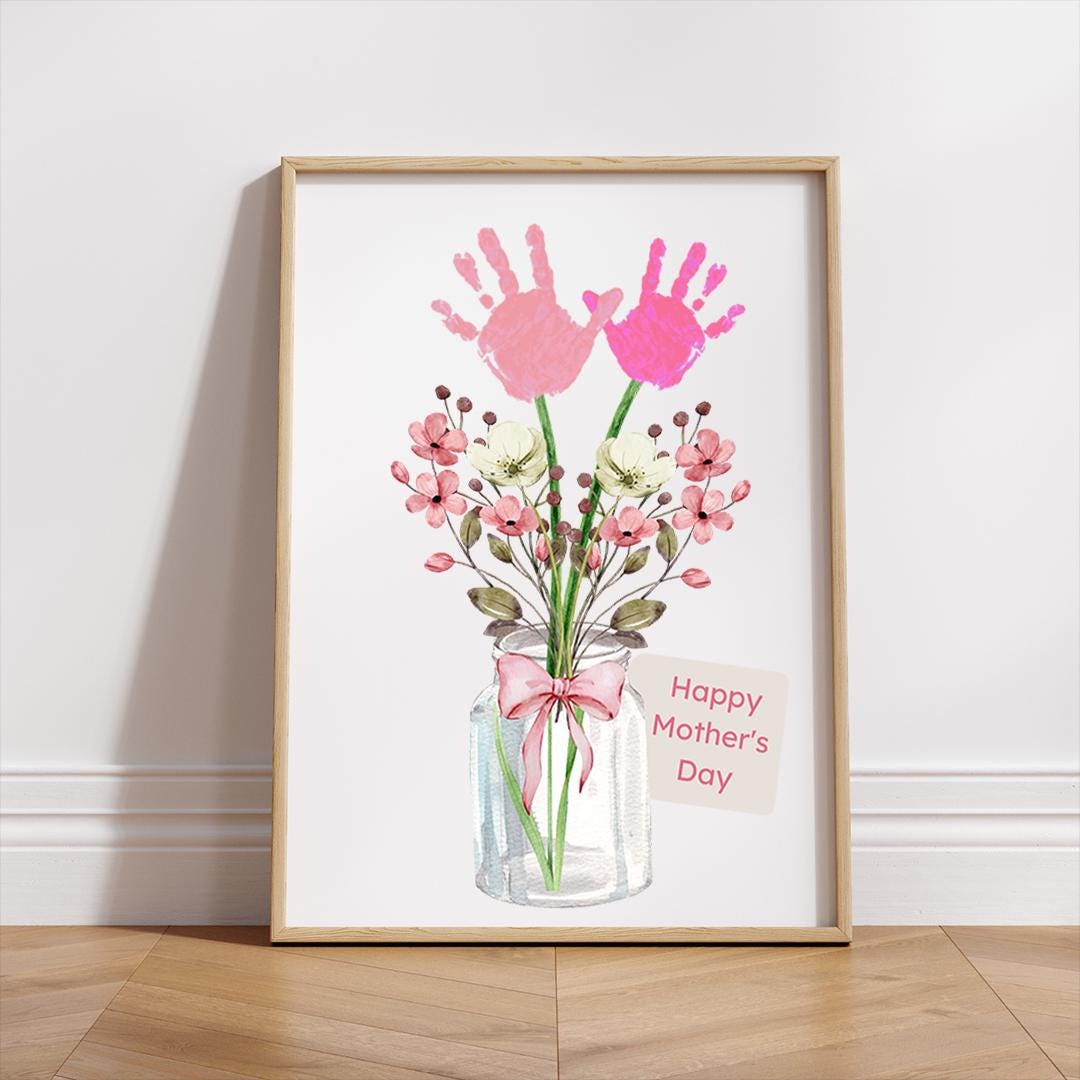 Mother's Day Handprint Art Craft, Grandma's Day Birthday Card, Thank ...
