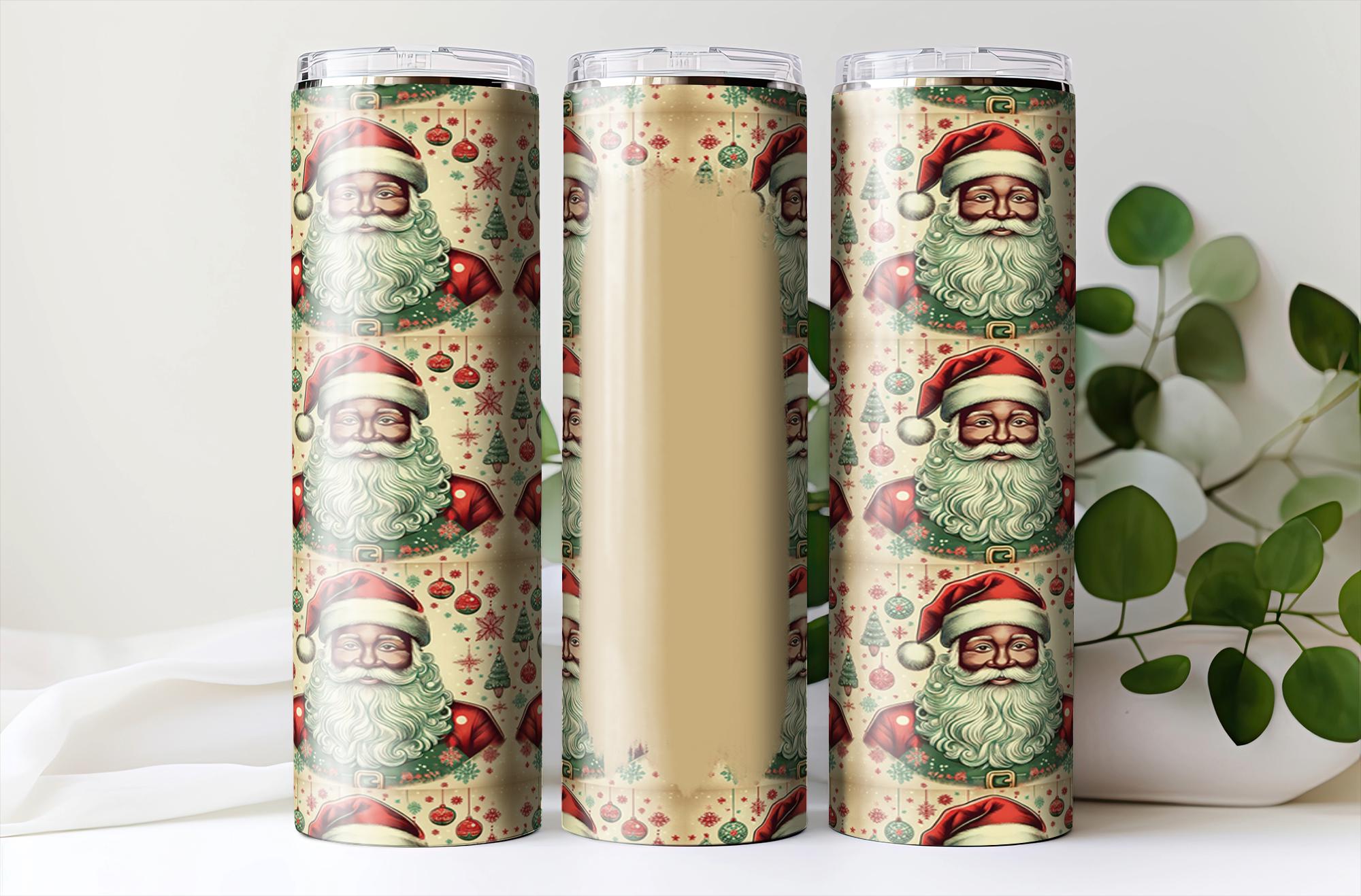 Vintage Santa Pattern PNG Tumbler Wrap 20 Oz, Black, Digital Download ...