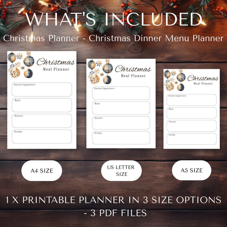 Christmas Meal Planner Printable, Christmas Dinner Planner, Starters ...