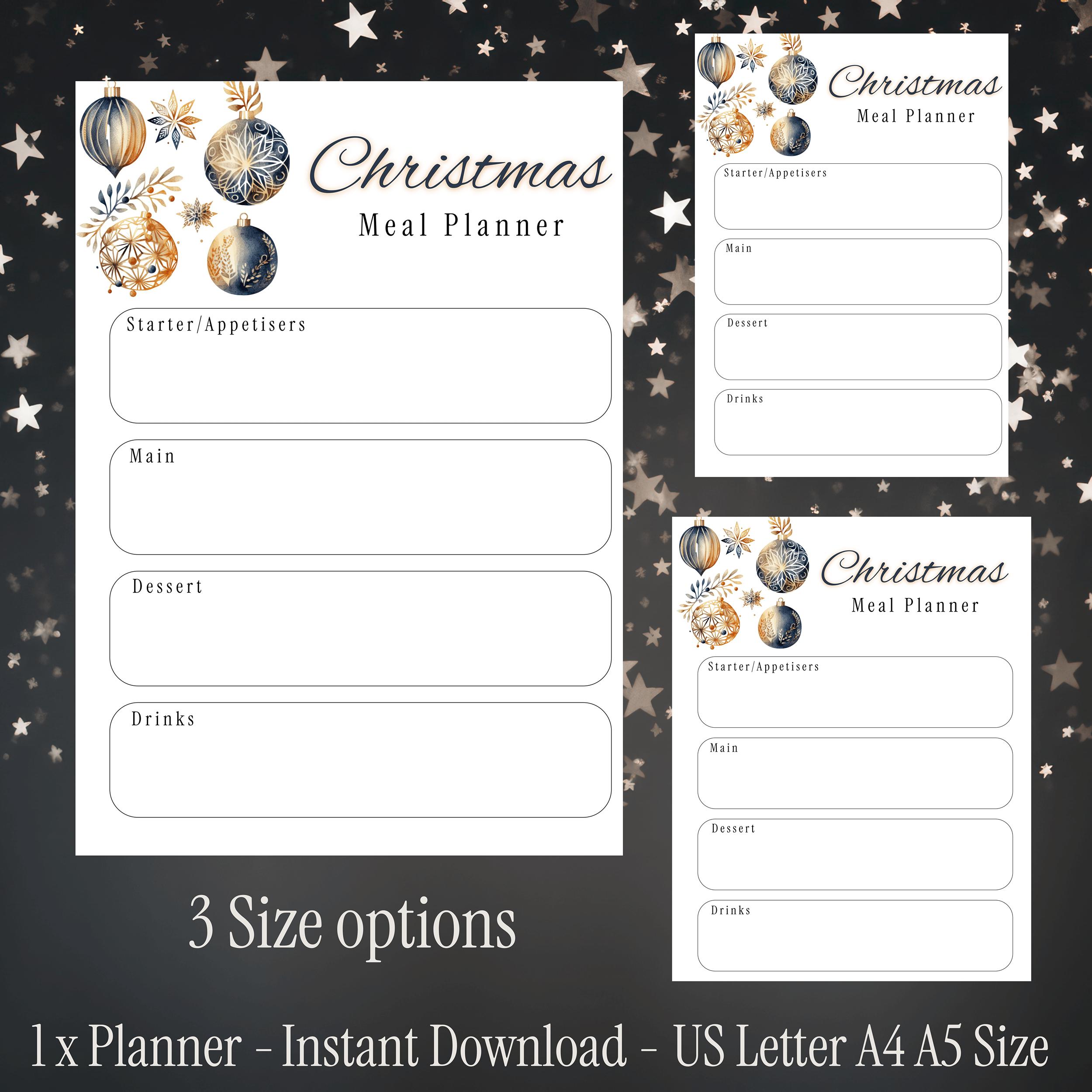 Christmas Meal Planner Printable, Christmas Dinner Planner, Meal ...