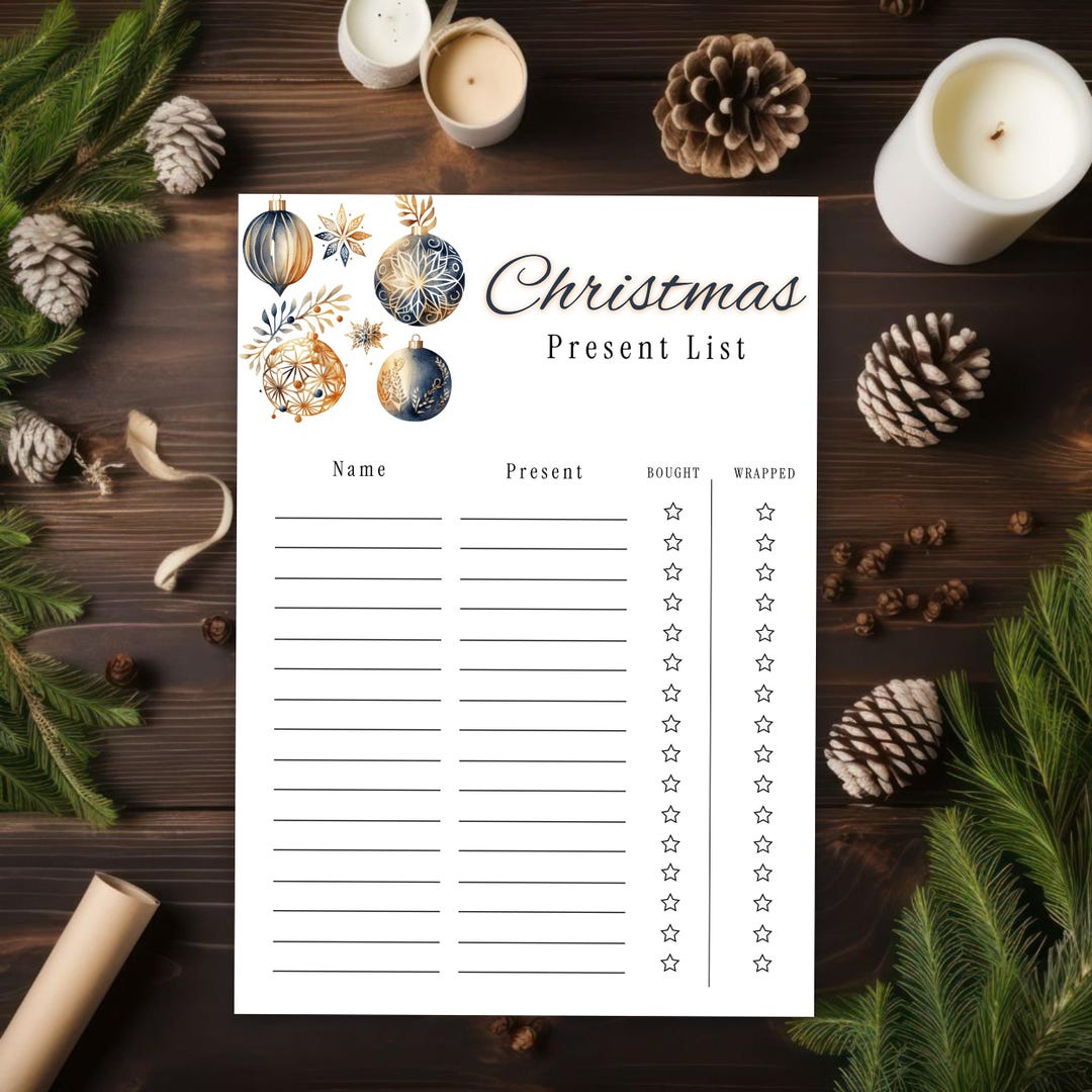 Christmas Present List Printable, Christmas Gift List, Christmas ...