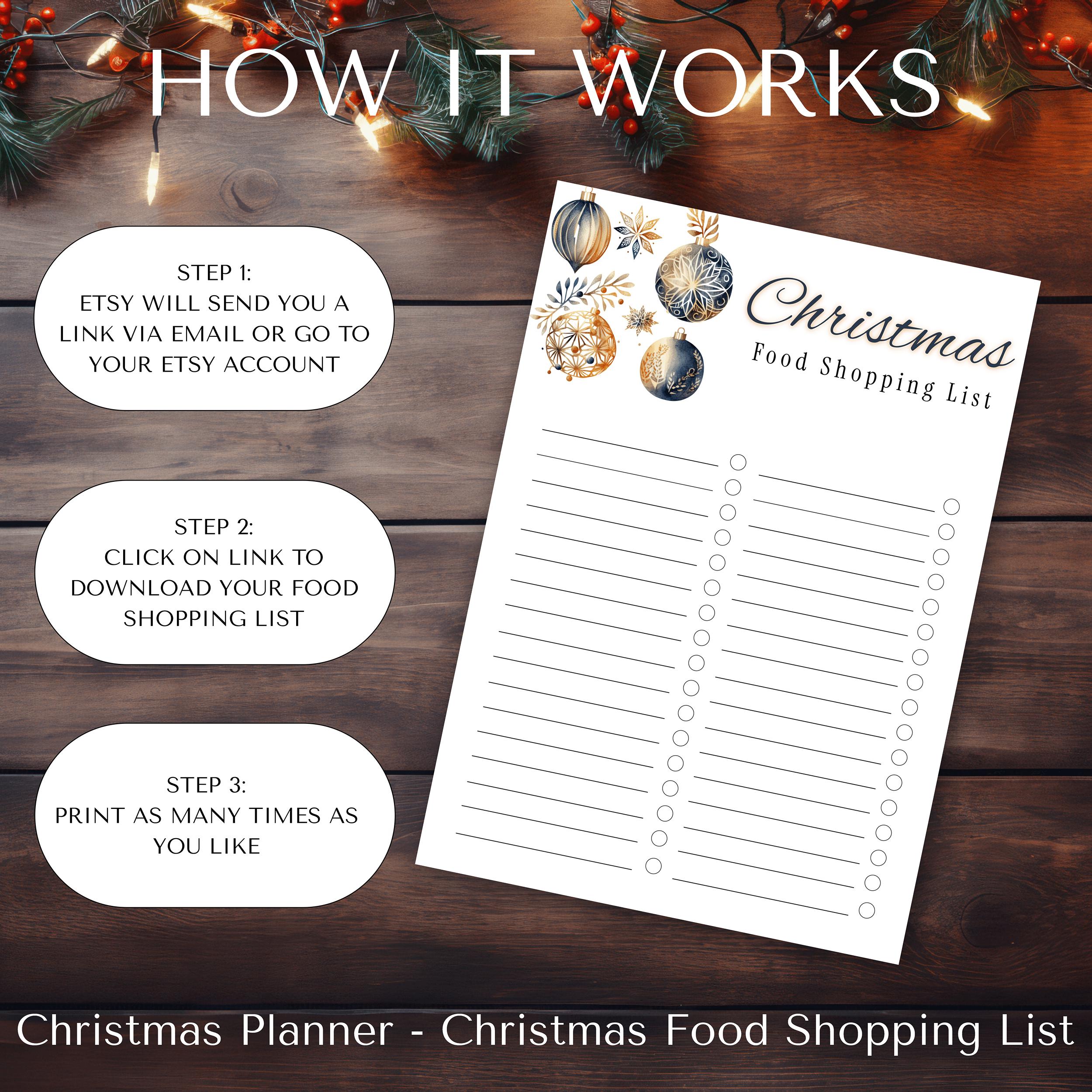 Christmas Food Shopping List Printable: Holiday Planner (digital ...