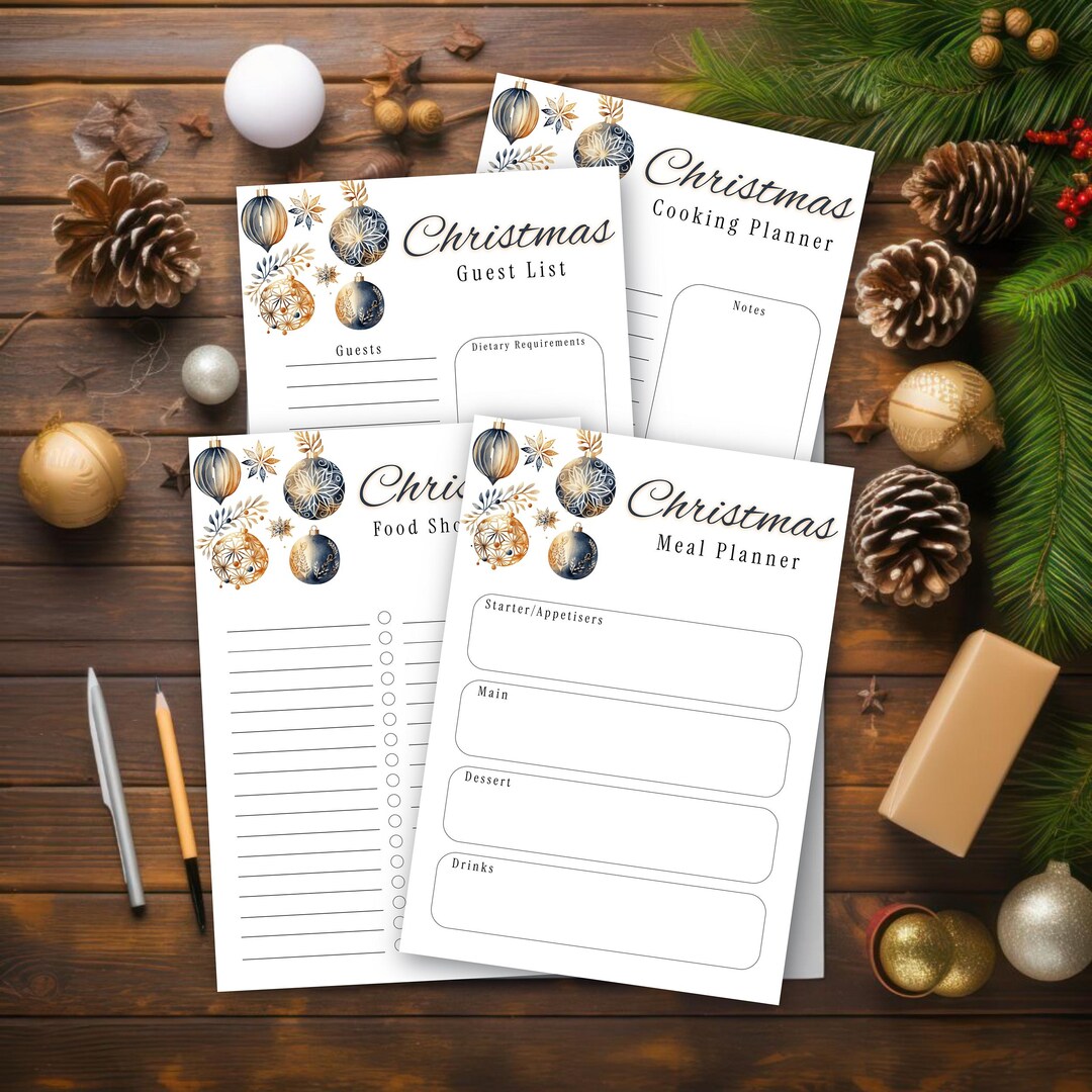Printable Christmas Food Planner Bundle - Food Shopping List, Meal ...