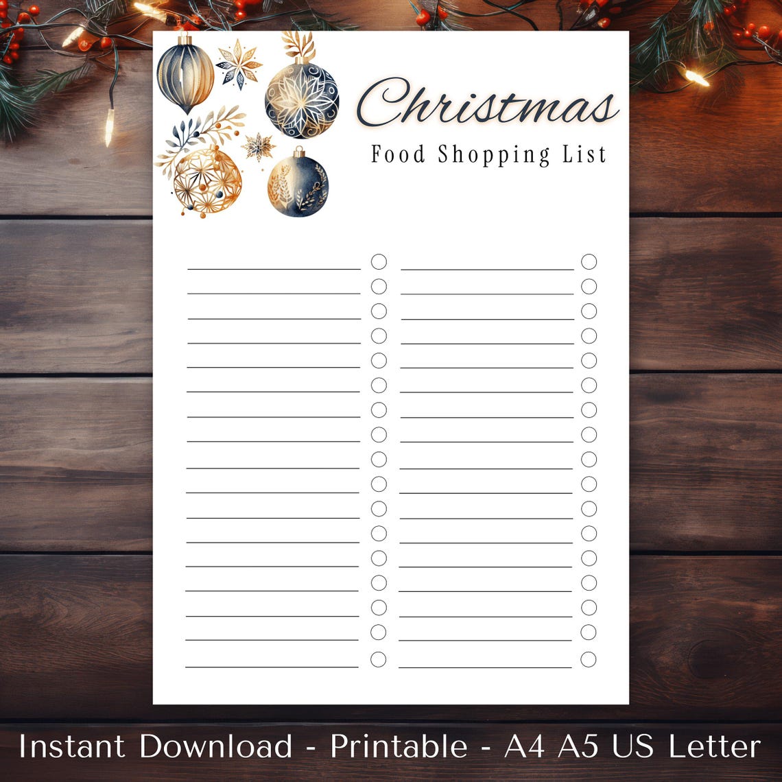 Christmas Food Shopping List Printable: Holiday Planner (digital ...