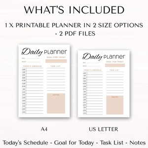 Printable Daily Planner - Today's Schedule - Goal for Today - Task List ...