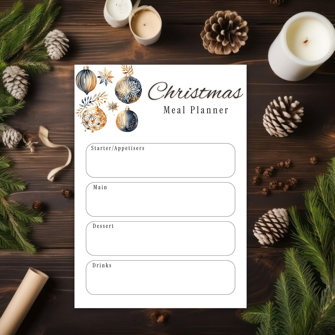 Christmas Meal Planner Printable, Christmas Dinner Planner, Starters ...