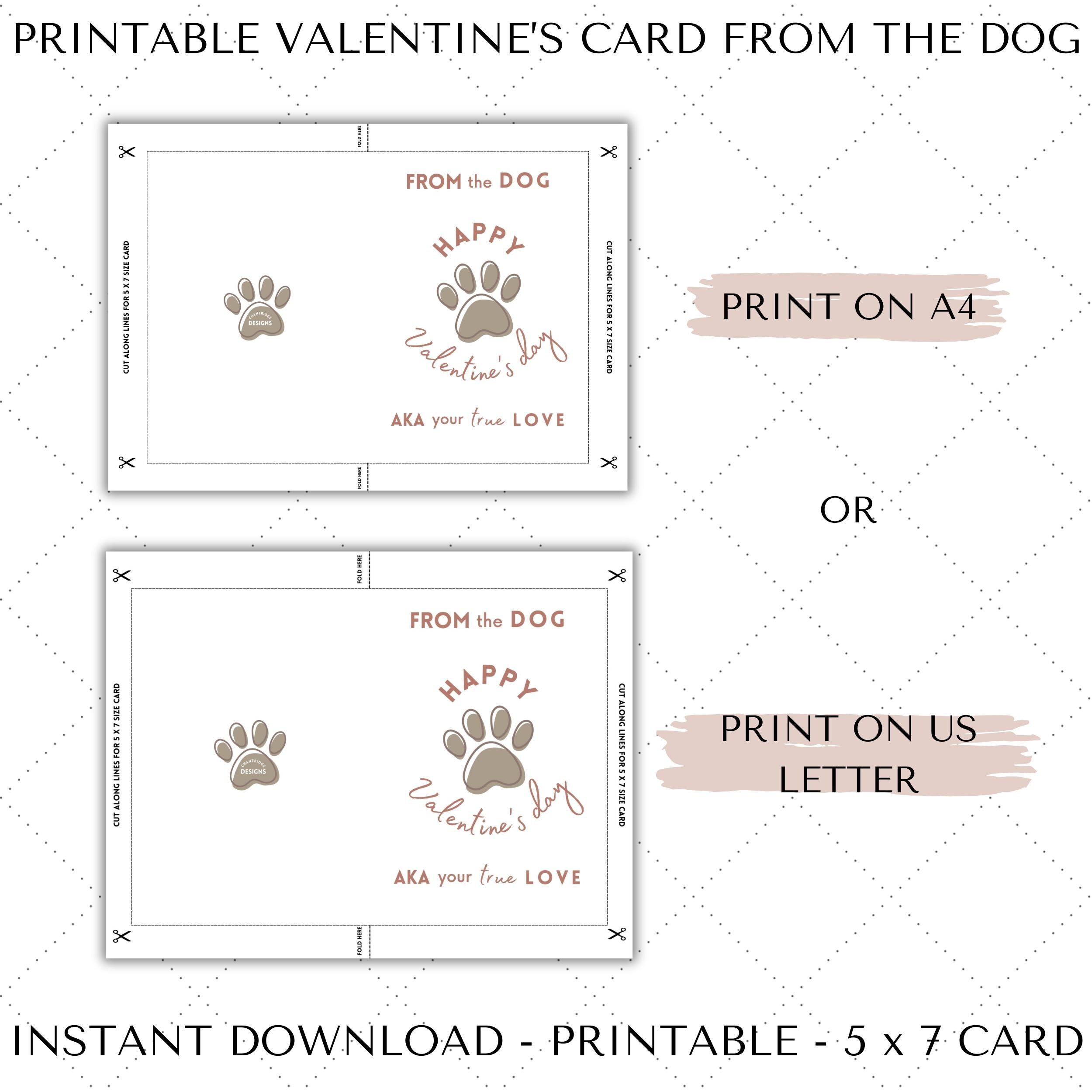 Dog Themed Valentine's Day Card Printable Greeting for Dog Parents Dog ...