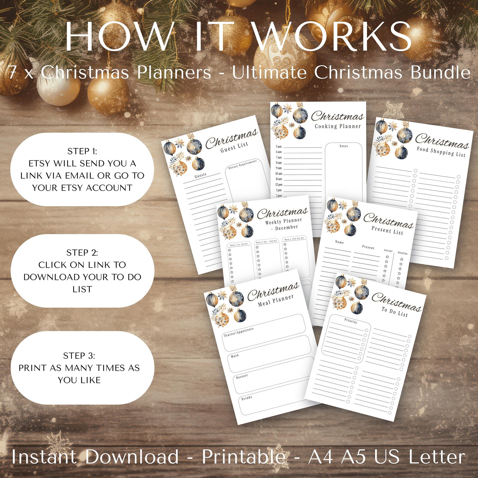 Printable Christmas Planner Bundle, Holiday Organizer (digital Download ...