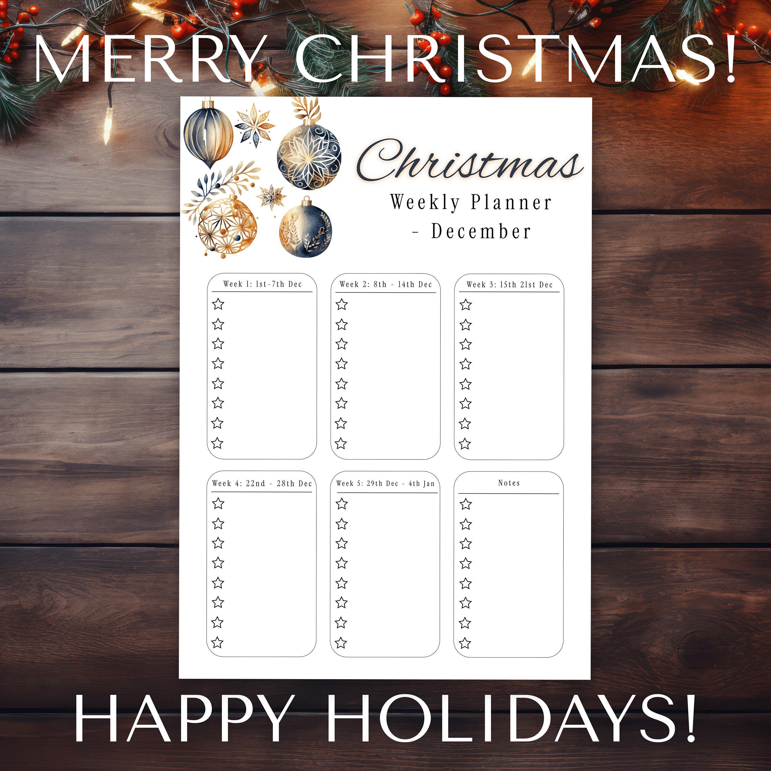 Christmas Weekly Planner Printable, Christmas Planner, Christmas to Do ...