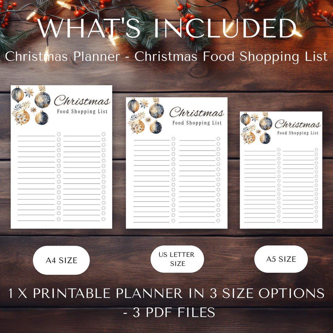 Christmas Food Shopping List Printable: Holiday Planner (digital ...