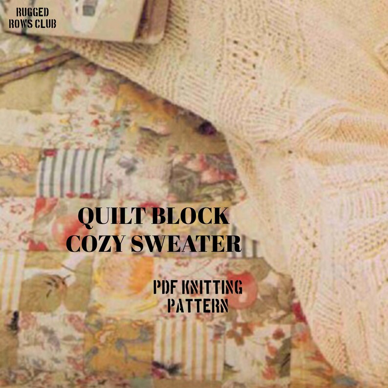Vintage DK 8 Ply Quilt Block Cozy Sweater Knitting Pattern PDF ...