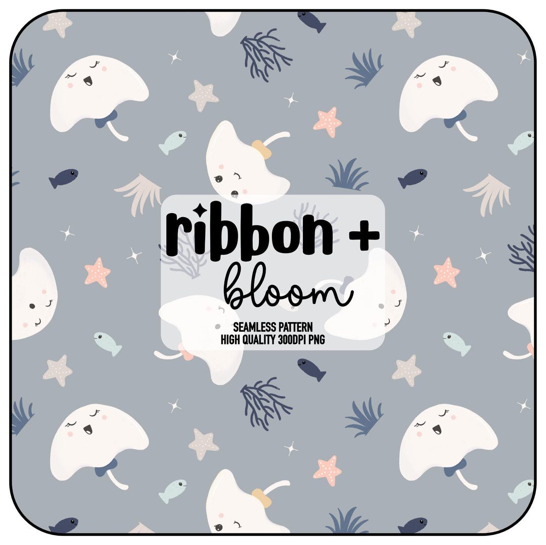 Cute Stingray Seamless Pattern - Ocean Animal Baby Fabric Design ...