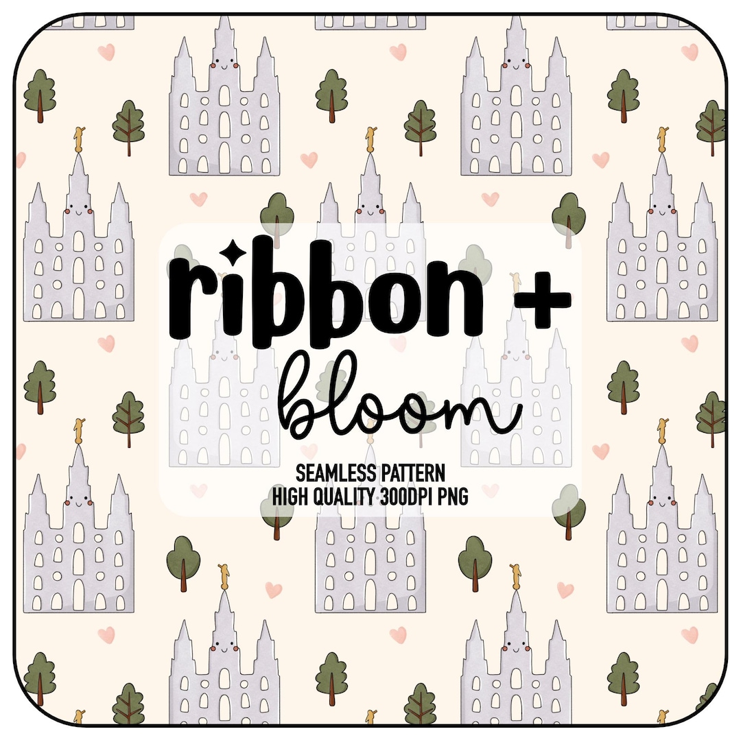 Smiling LDS Temple Seamless Pattern Digital Download - Etsy