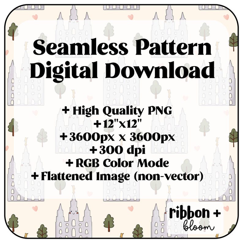 Smiling LDS Temple Seamless Pattern Digital Download - Etsy