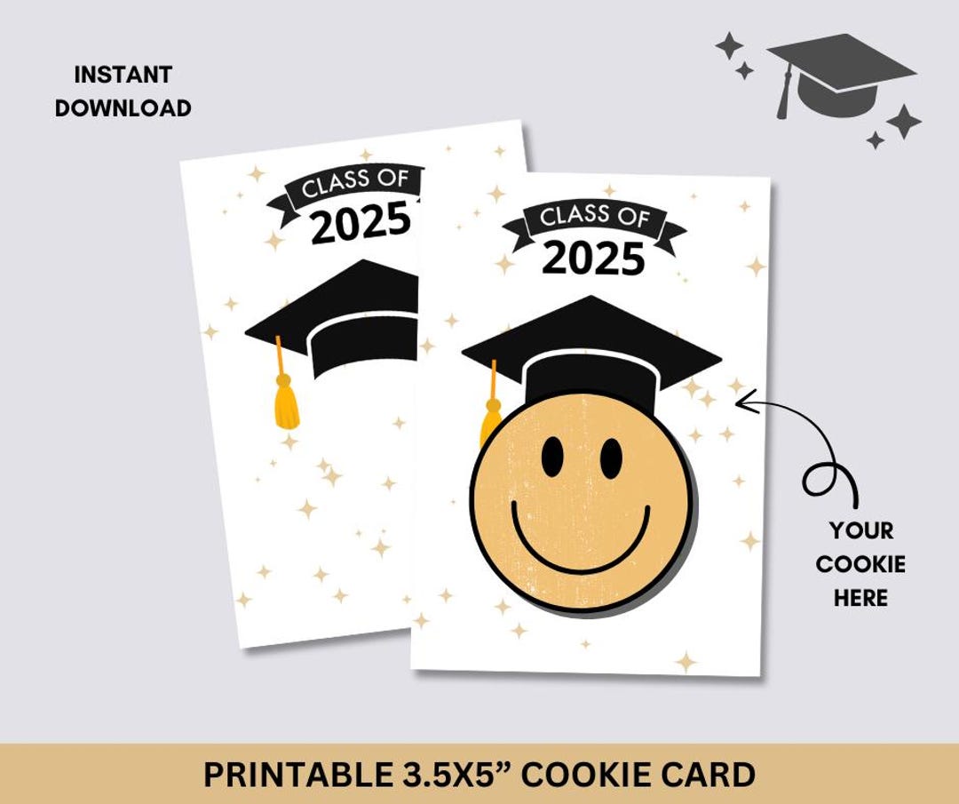 Graduation Cookie Card Printable – Congrats Grad Gift Tag – Instant ...