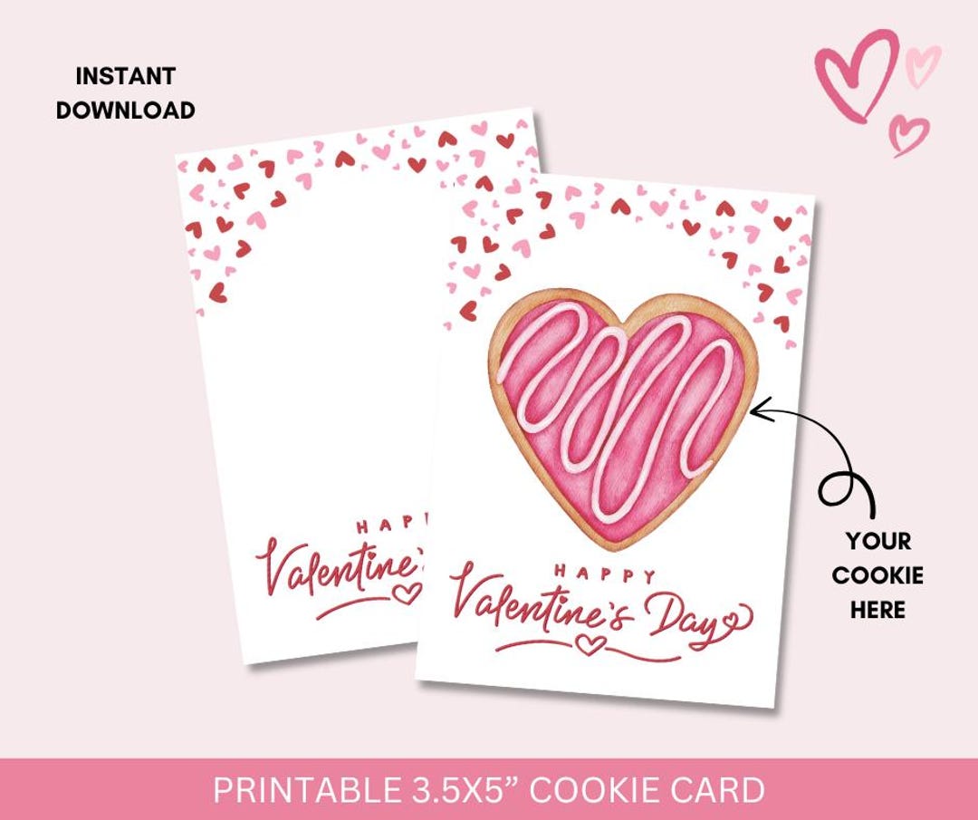 Valentine's Day Cookie Card, Printable Cookie Tag (instant Download) - Etsy
