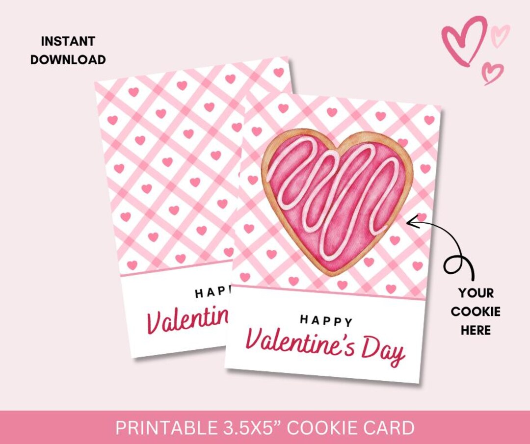 Valentines Day Cookie Card, Printable Valentines Day Cookie Card ...
