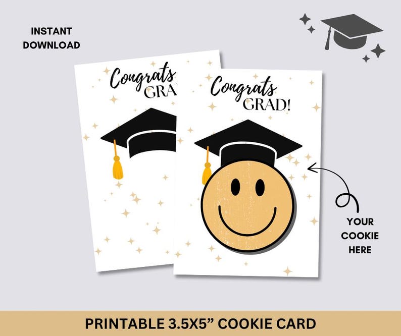Graduation Cookie Card Printable – Congrats Grad Gift Tag – Instant ...