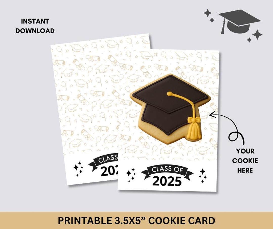 Graduation Cookie Card Printable – Congrats Grad Gift Tag – Instant ...