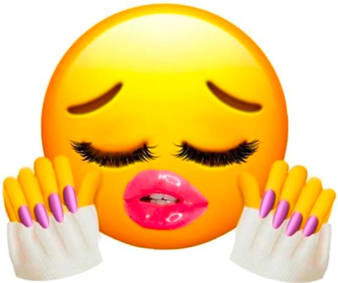 Cute Emoji Girly Lips Nails - Etsy