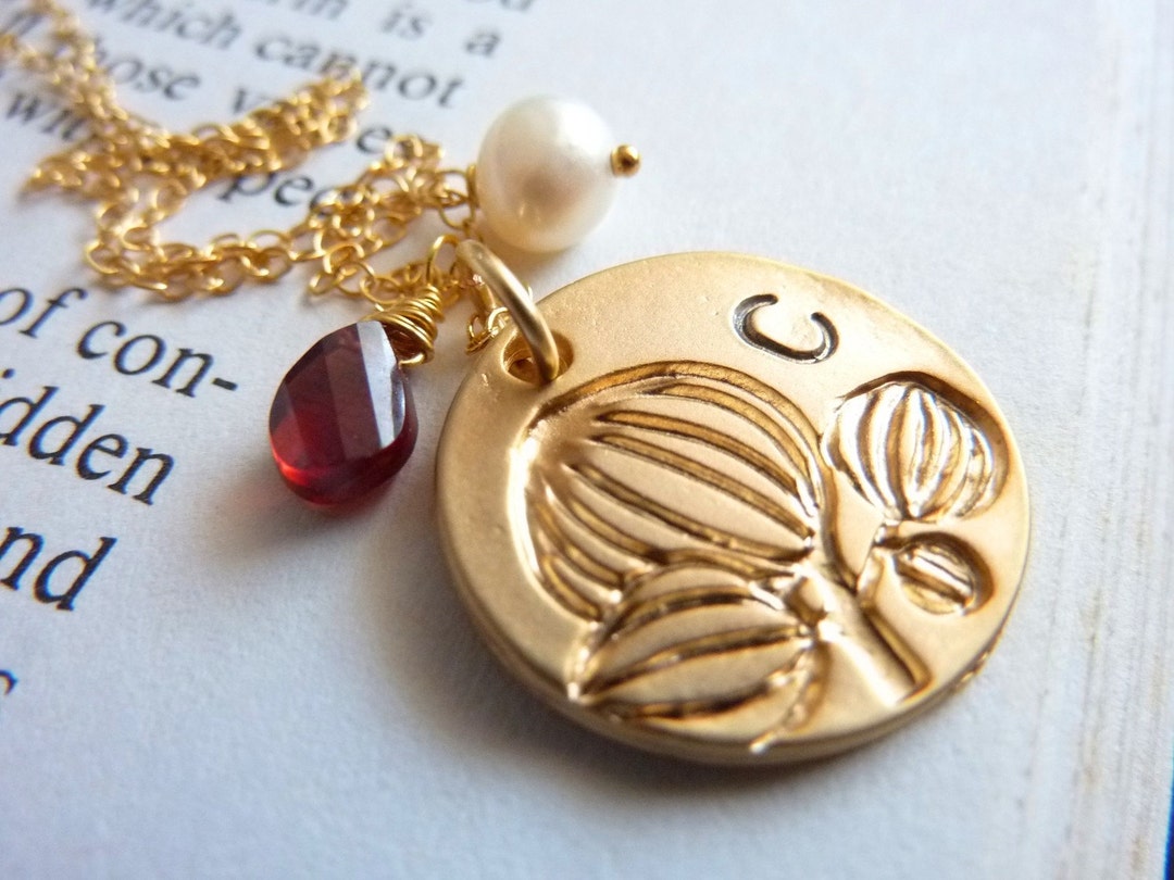 Custom Initial and Birthstone Garnet Custom Initial Gold - Etsy