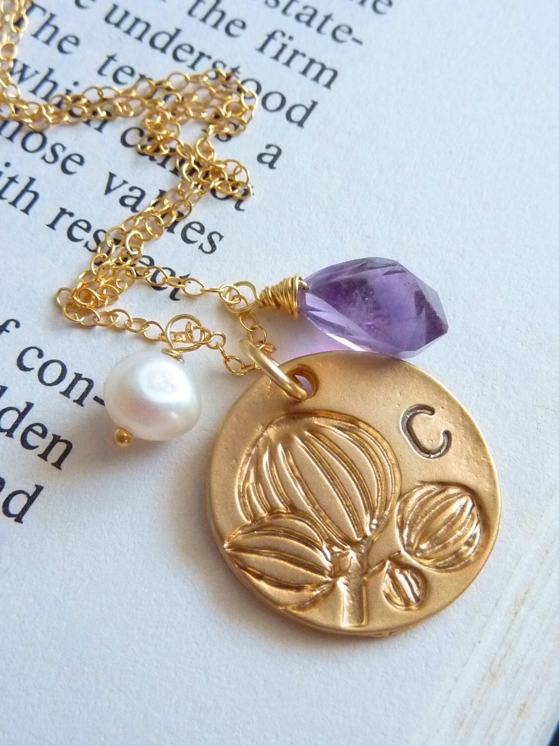 Custom Initial and Birthstone Garnet Custom Initial Gold - Etsy