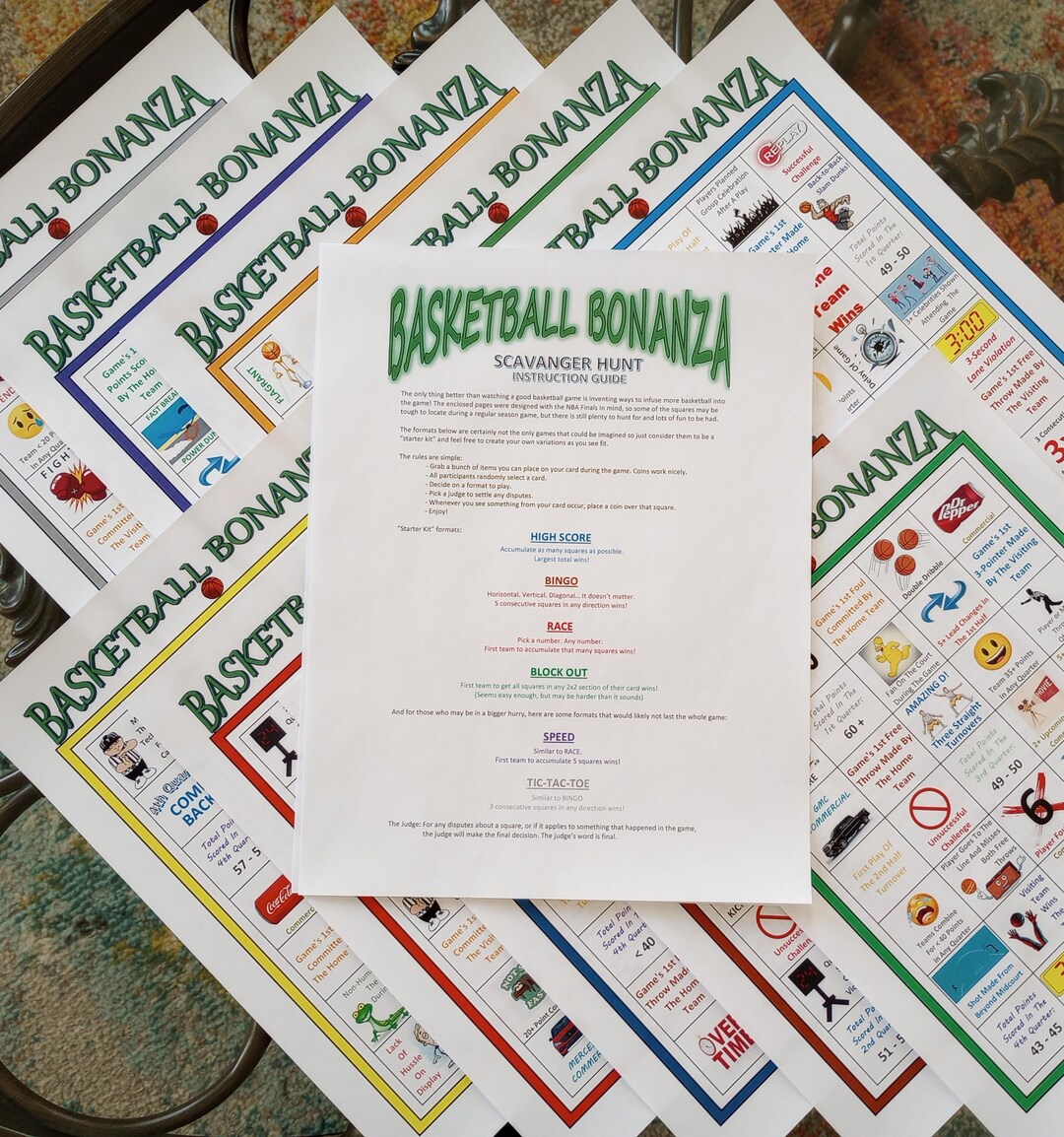 BASKETBALL BONANZA Scavenger Hunt Game Cards - Etsy
