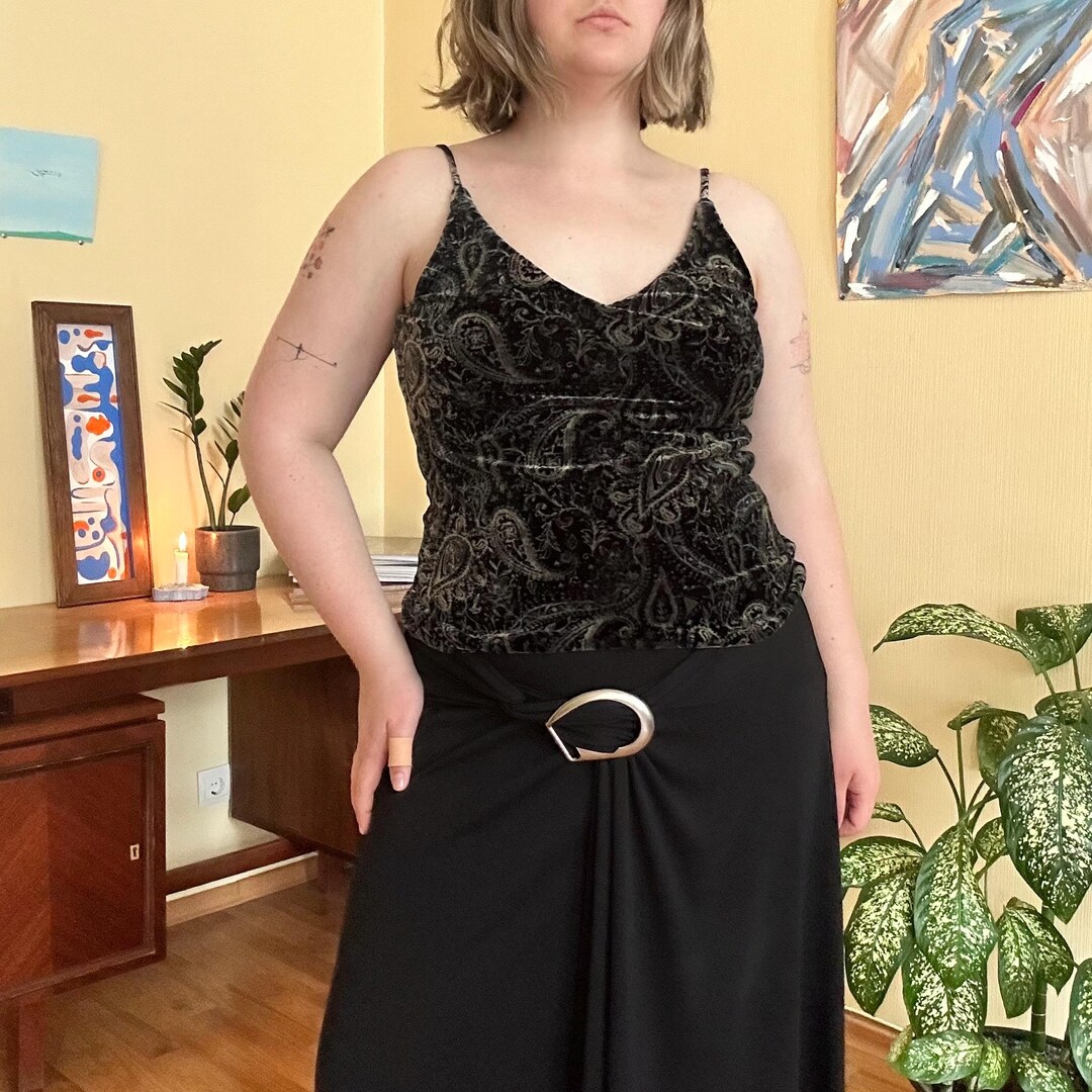 Vintage Goth Elegant 90s Velvet Paisley Cami Top – Marks & Spencer ...